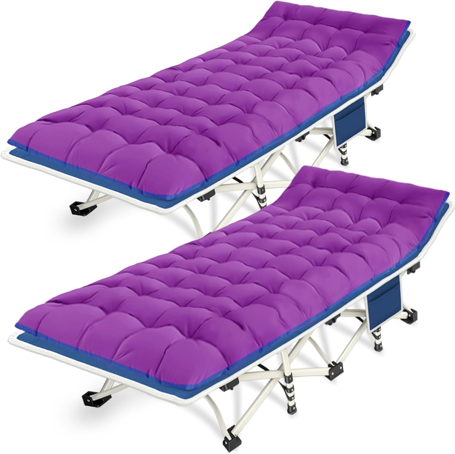 Camping Cot with Comfortable Mat 2 Pack Cots for Sleeping with Pad ...