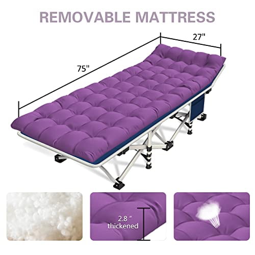 Camping Cot with Comfortable Mattress Cots for Sleeping Premium Fabric ...