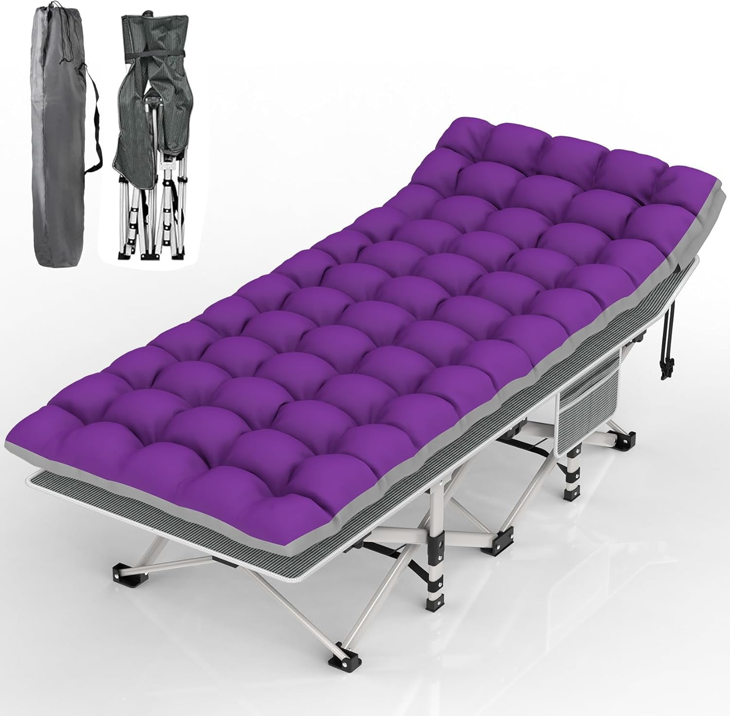 Camping Cot, Folding Camping Cot Bed for Adults Sleeping 1200D Double Layer Oxford Portable ...