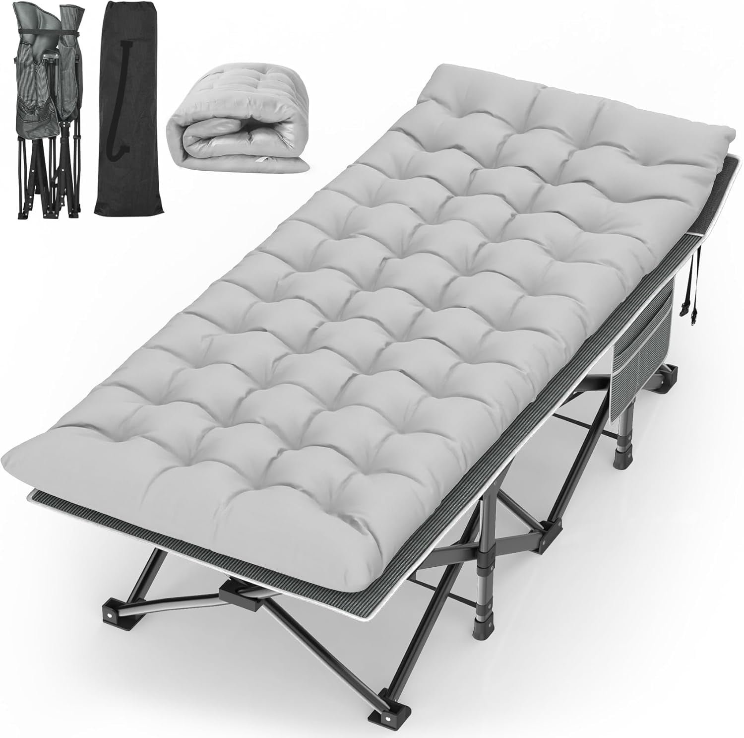 Camping Cot, Folding Camping Cot Bed for Adults Sleeping 1200D Double ...