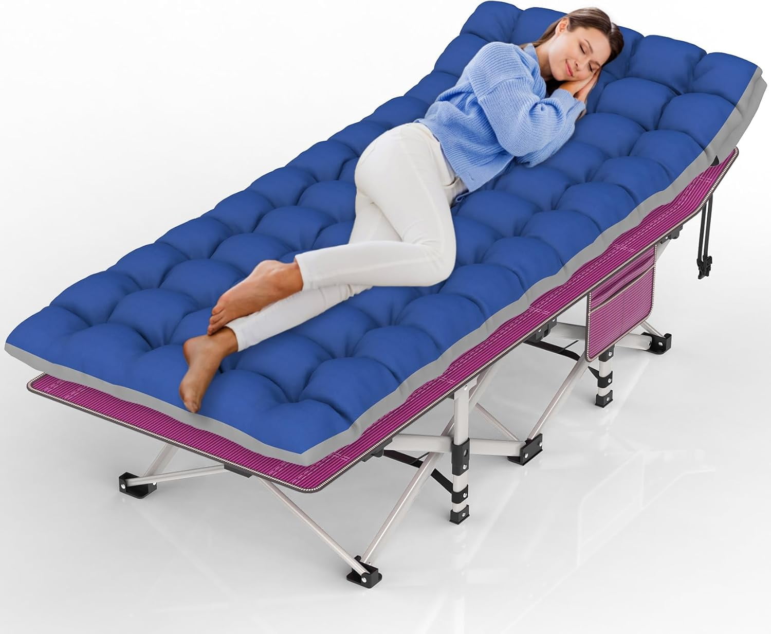 Camping Cot, Folding Camping Cot Bed for Adults Sleeping 1200D Double ...