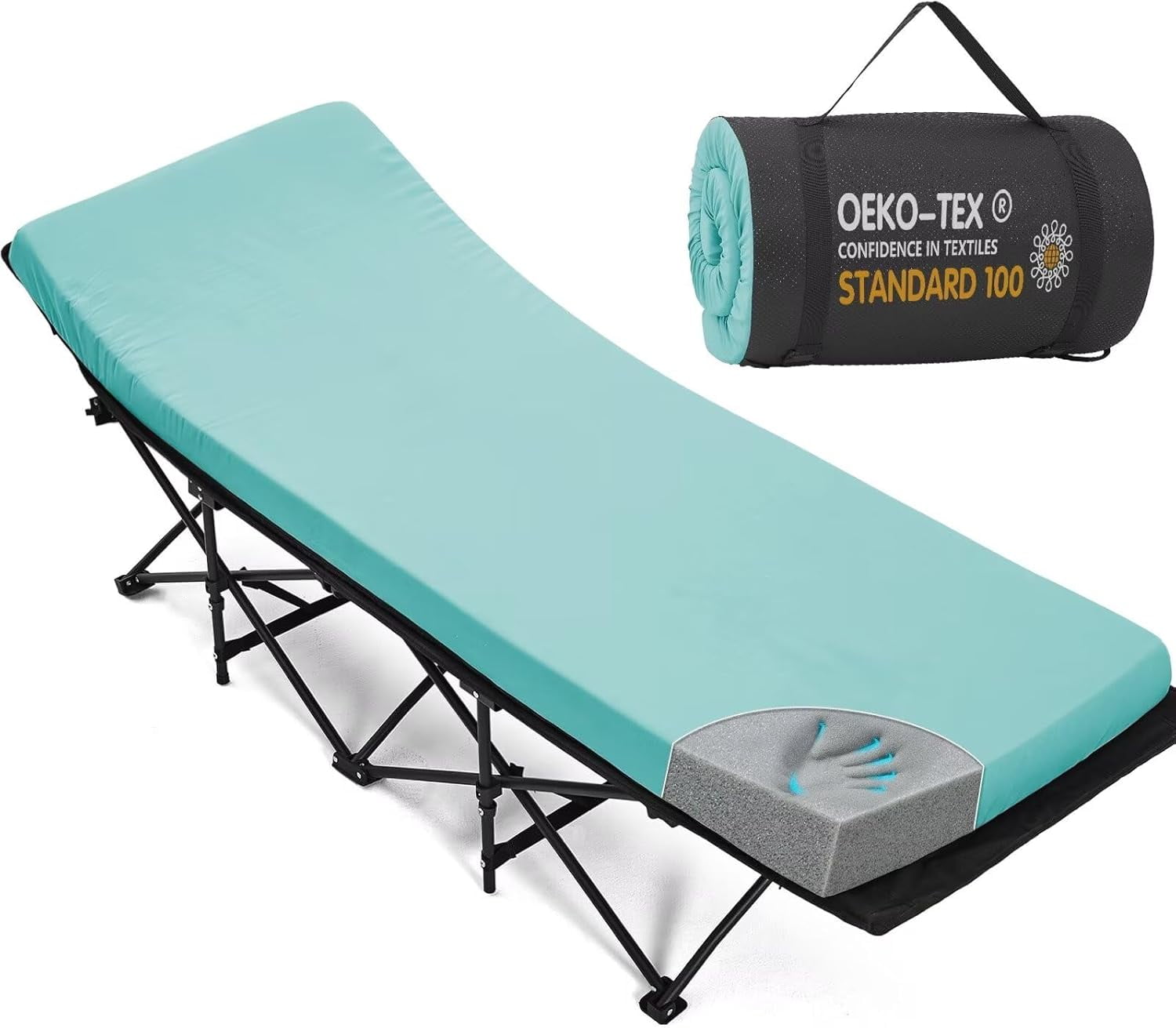 Camping Cot Mattress 2in Memory Foam Sleeping Pad,Soft Warm Non-Slip ...