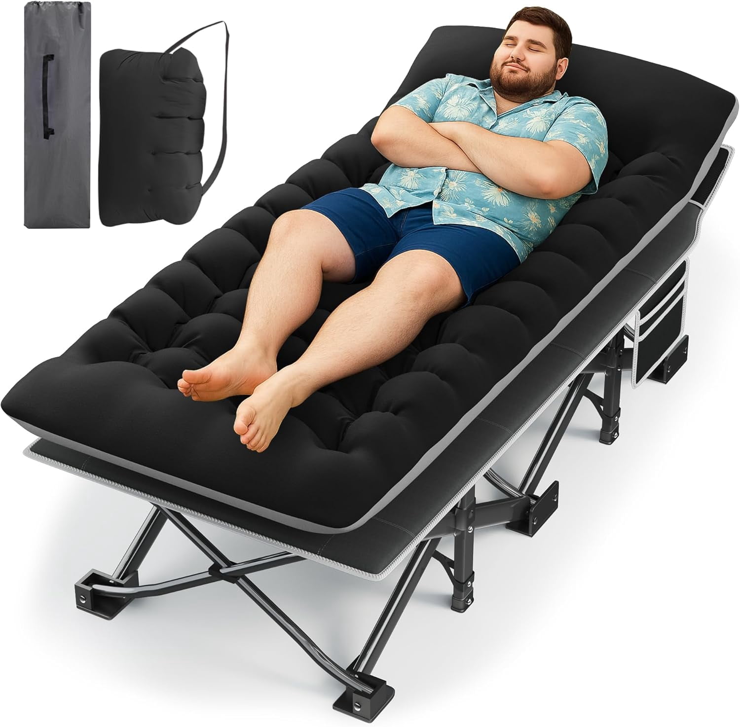 Camping Cot with Mattress, 32" Extra Wide Camping Cots for Adults ...