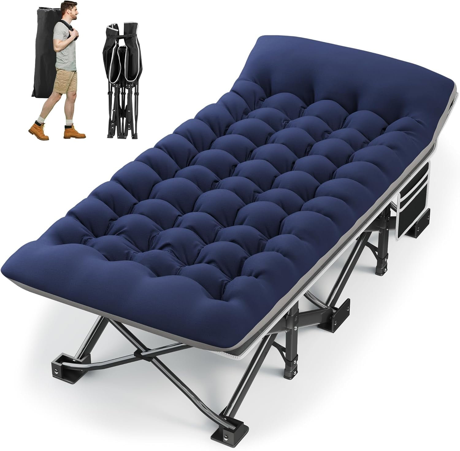 Camping Cot with Mattress, 32" Extra Wide Camping Cots for Adults, Sleeping Cot for Adults Holds ...