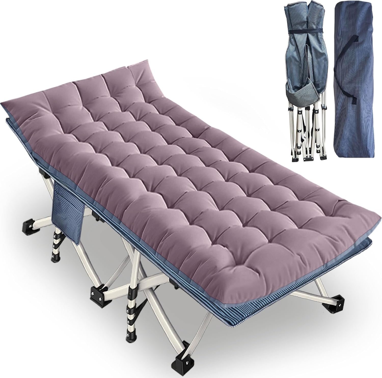 Camping Cot with Mattress Oversize Width XXL Folding Cot Heavy Duty ...