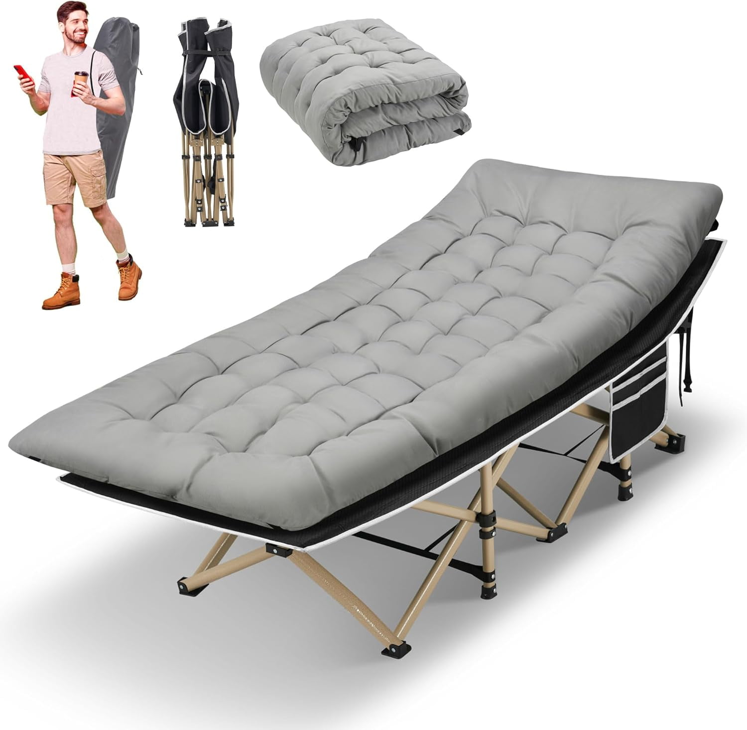Camping Cot, Portable Camping Cot for Adult, 28" Wide Sleeping Cot Max ...