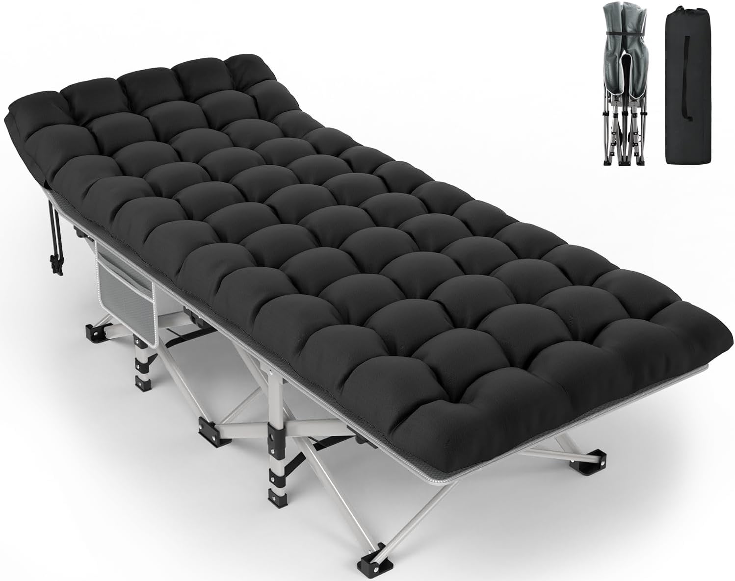 Camping Cot for Adults, Heavy-Duty Portable Cot Bed with Mattress ...