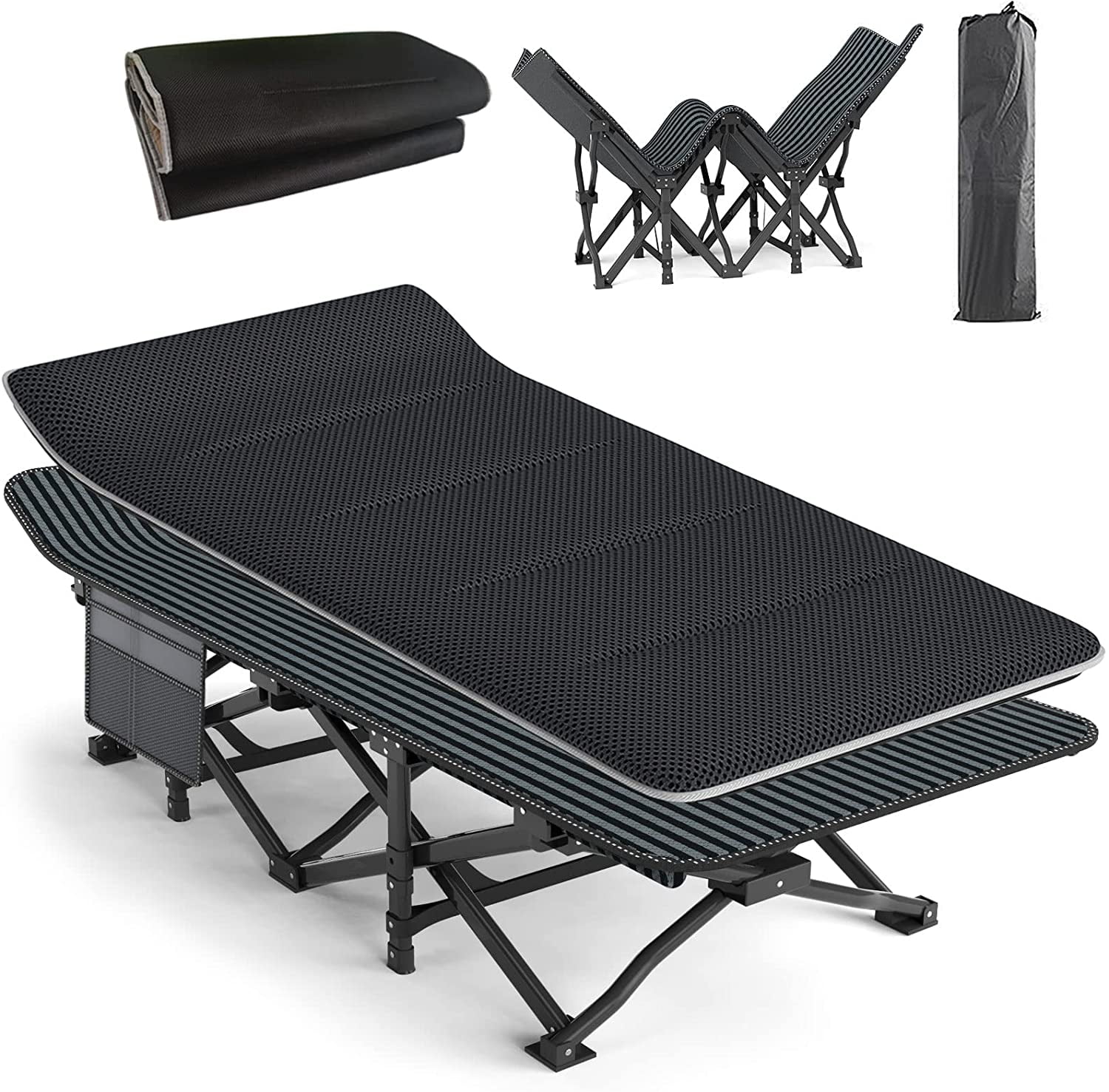 Camping Cot for Adults with Cushion Comfortable, Tent Folding Cot for ...