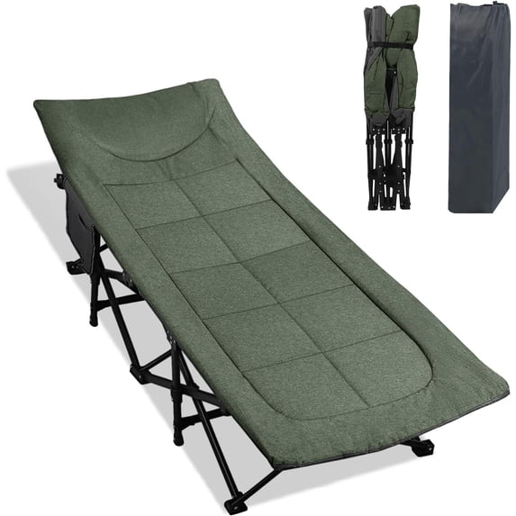Camping Cot with Thick Mattress,Quick Set-Up Sleeping Cots Bed with ...
