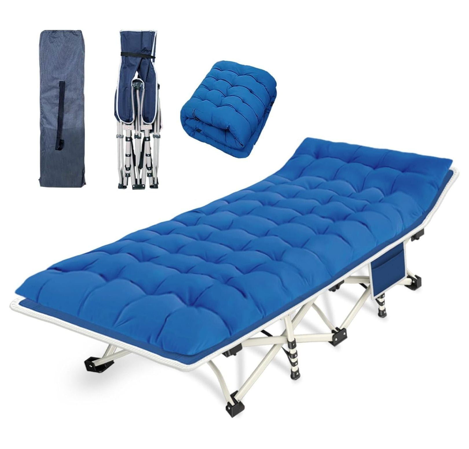 Camping Cots with Comfortable Mattress Sleeping Bed for Camping Folding ...