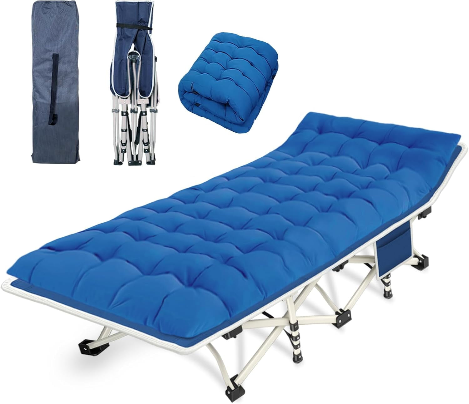 Camping Cots with Comfortable Mattress Sleeping Bed for Camping Folding Cot with Pad Heavy Duty ...