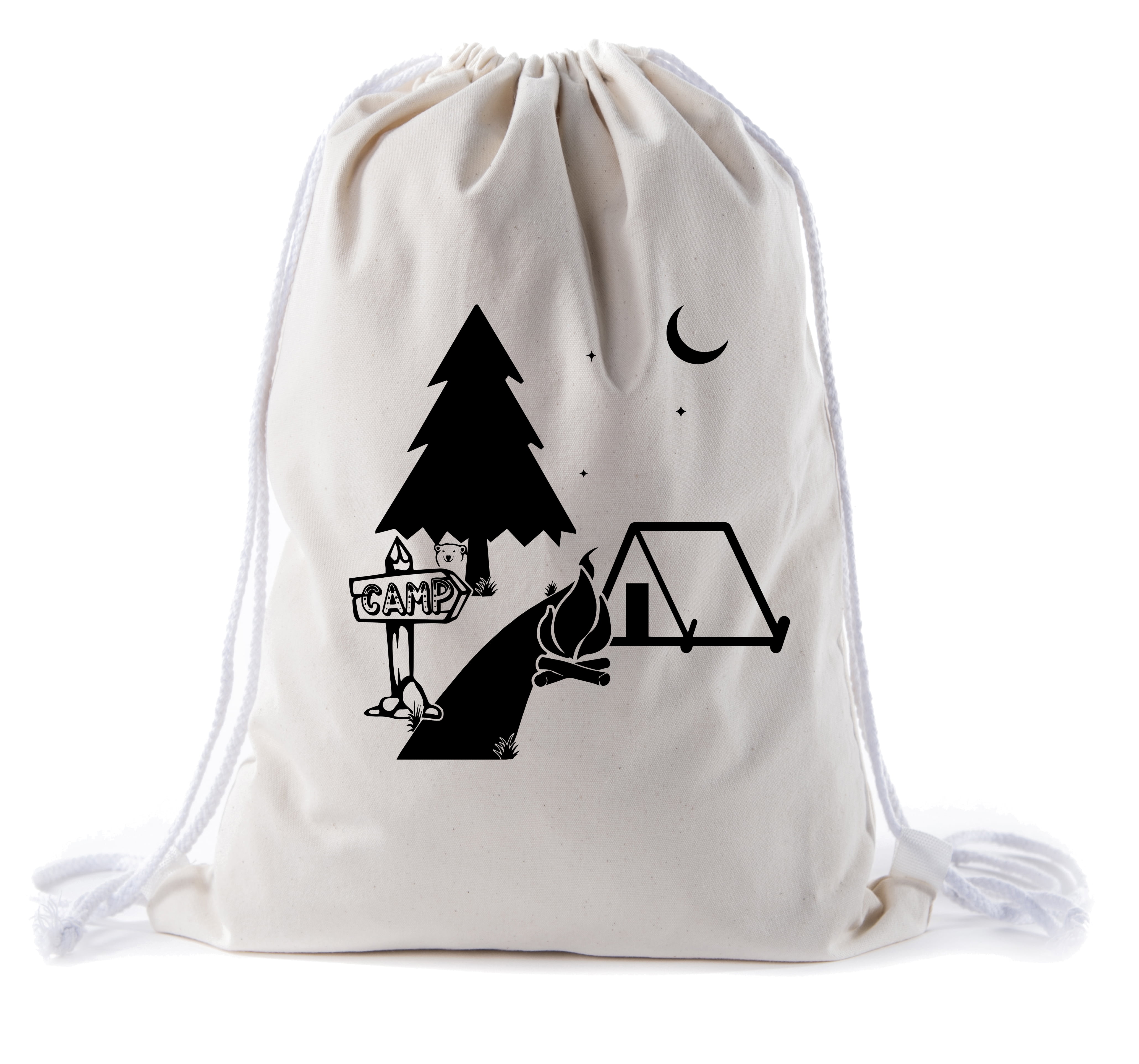 Camping Cotton Drawstring Backpack for Birthday parties and Summer Camp ...