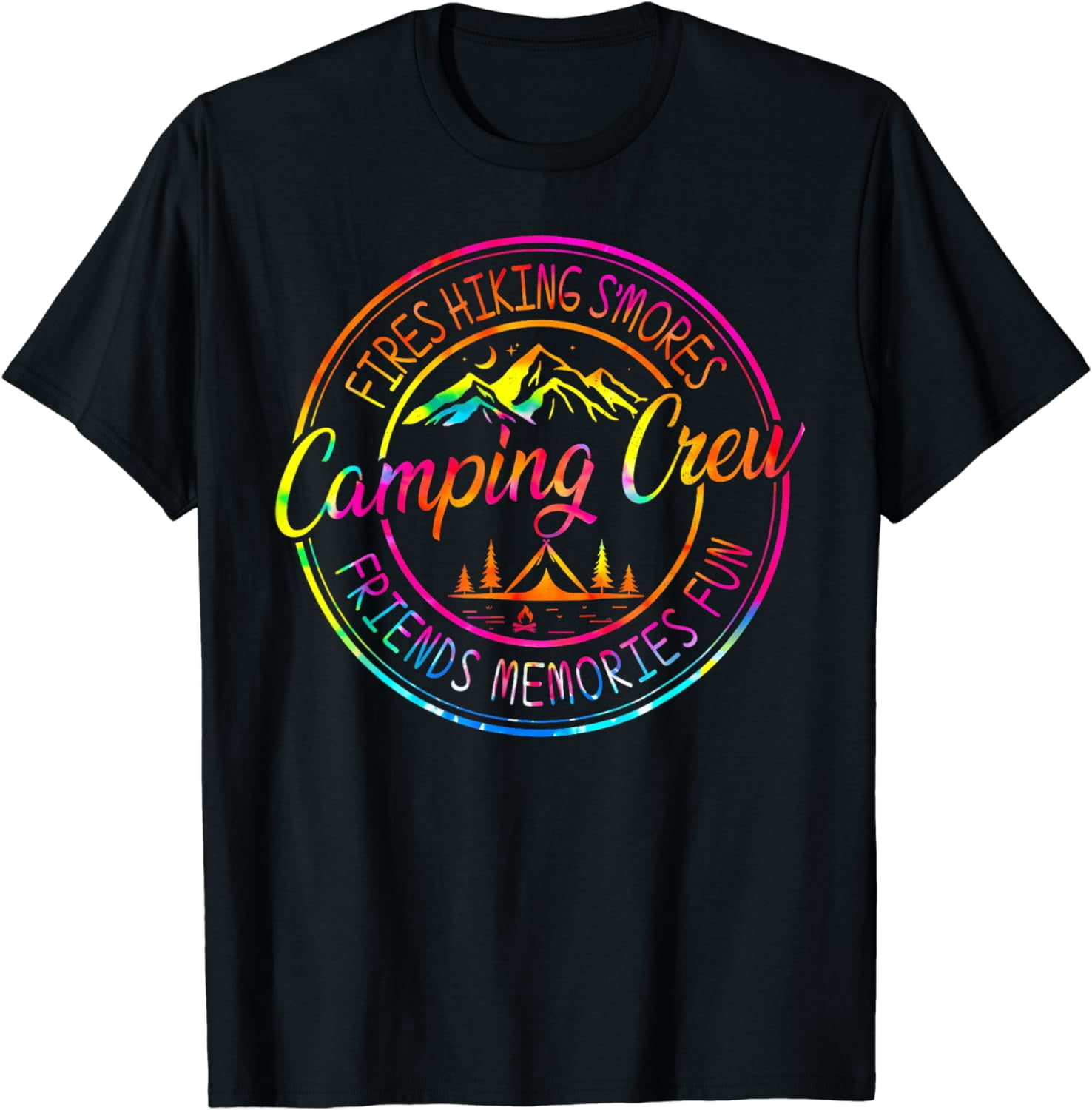 Camping Crew 2024 Campfire Camping Life Happy Camper Tie Dye Cotton T-Shirt - Walmart.com