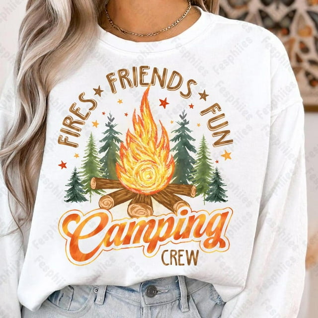 Camping Crew T-shirt, Fires Friends Fun Shirt, Camp Life Shirt, Camping ...