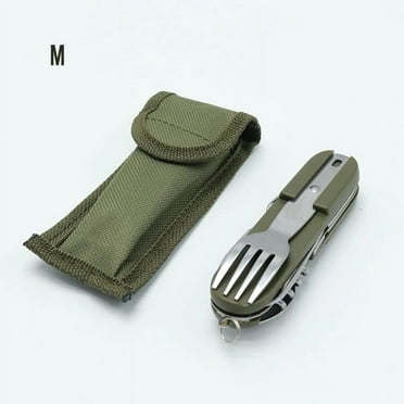 ZCKK 4-In-1 Folding Camping Utensils Stainless Steel Spoon Fork Knife ...