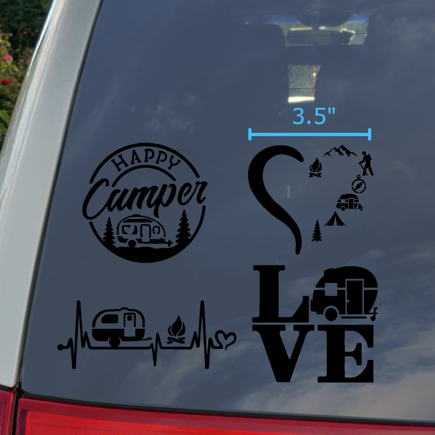 Camping Decal 4 Pack: Happy Camper, Camping Heartbeat, Heart Camping ...