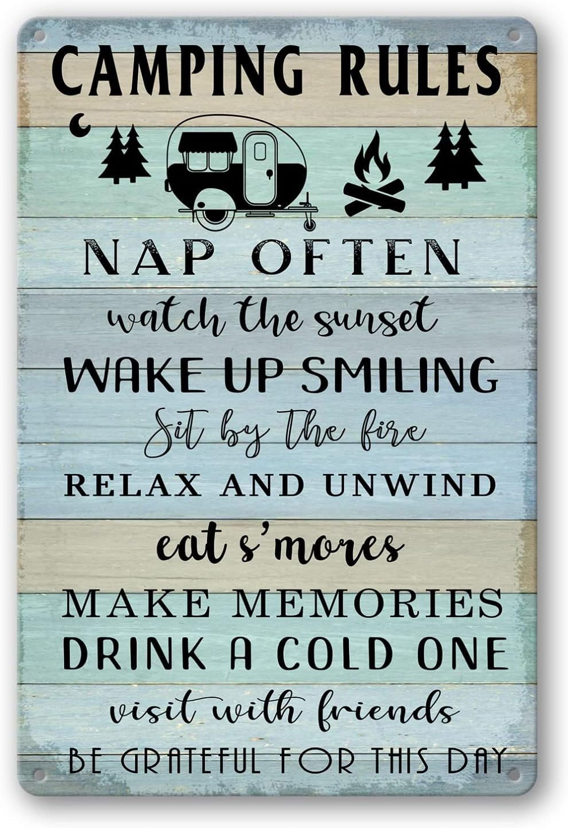 NICKSUN Camping Decor For Camper Camping Rules Sign, Metal Tin Signs ...