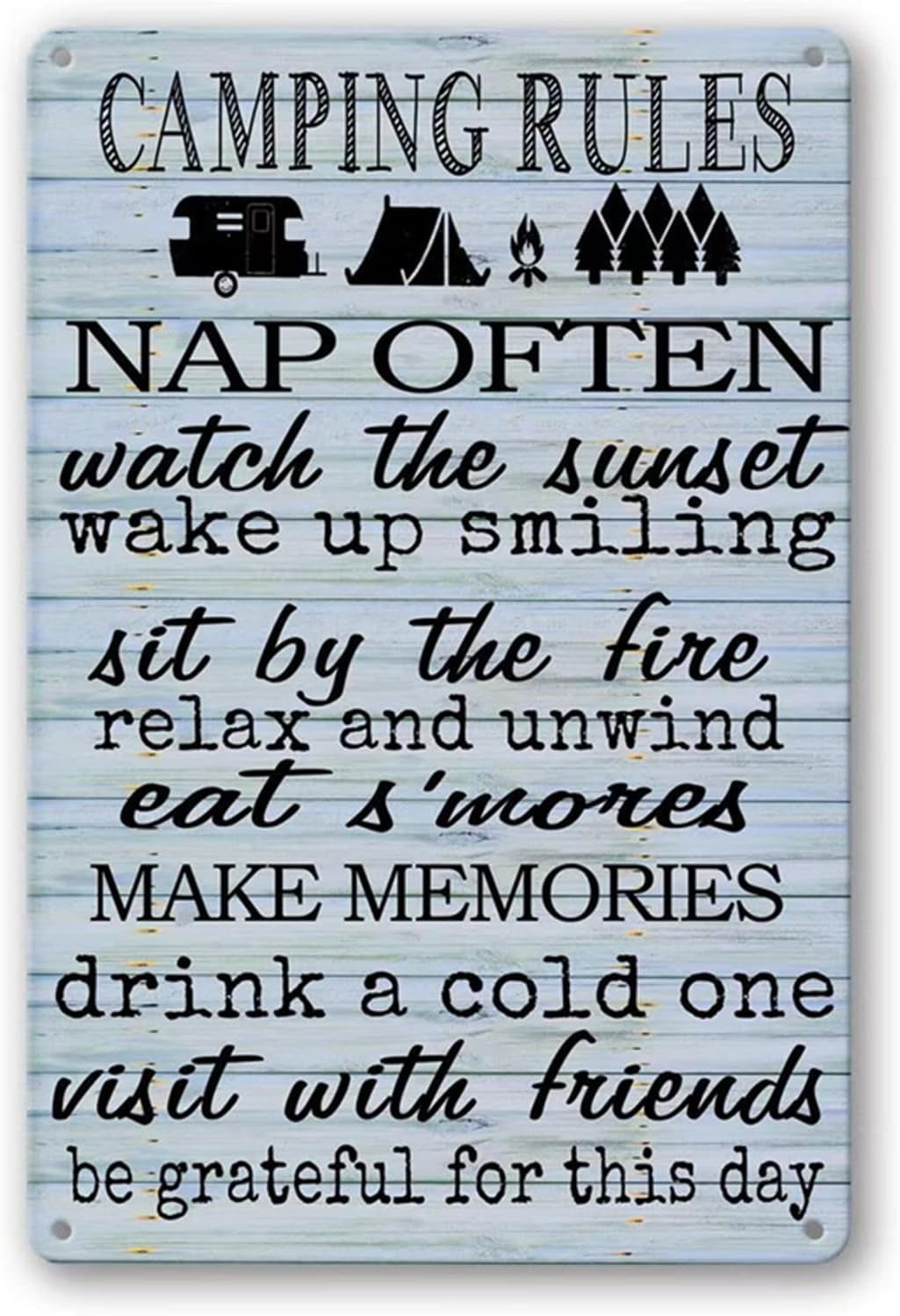 Camping Decor For Camper Camping Rules Sign Rv Decorations For Inside ...