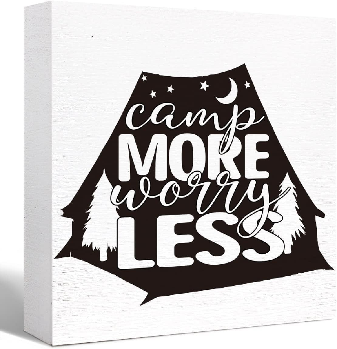 Camping Decor Funny Camping Sign Rustic Camp More Worry Less Wood Block ...