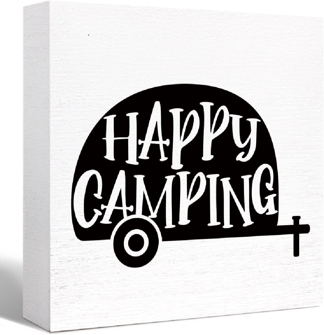 Camping Decor Funny Camping Sign Rustic Black and White Happy Camping ...