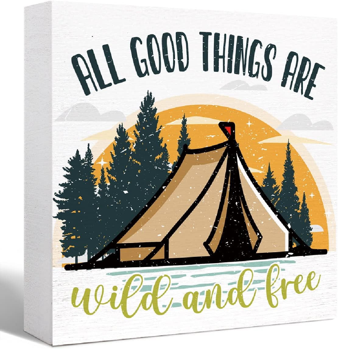 Camping Decor Funny Camping Sign Rustic Colorful All Good Things are ...