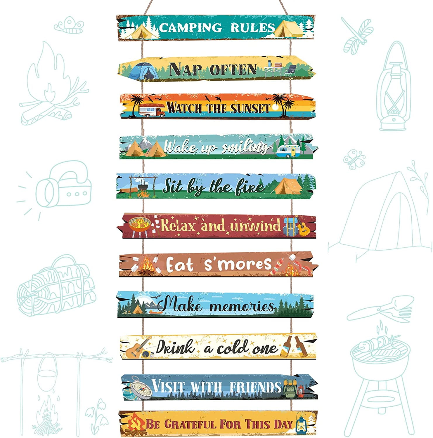Camping Decor Camping Rules Deck Rules Wall Decor Summer Porch Sign ...