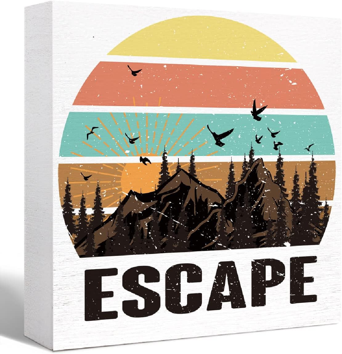 Camping Decor Camping Sign Rustic Colorful Escape Wood Block Sign Home ...