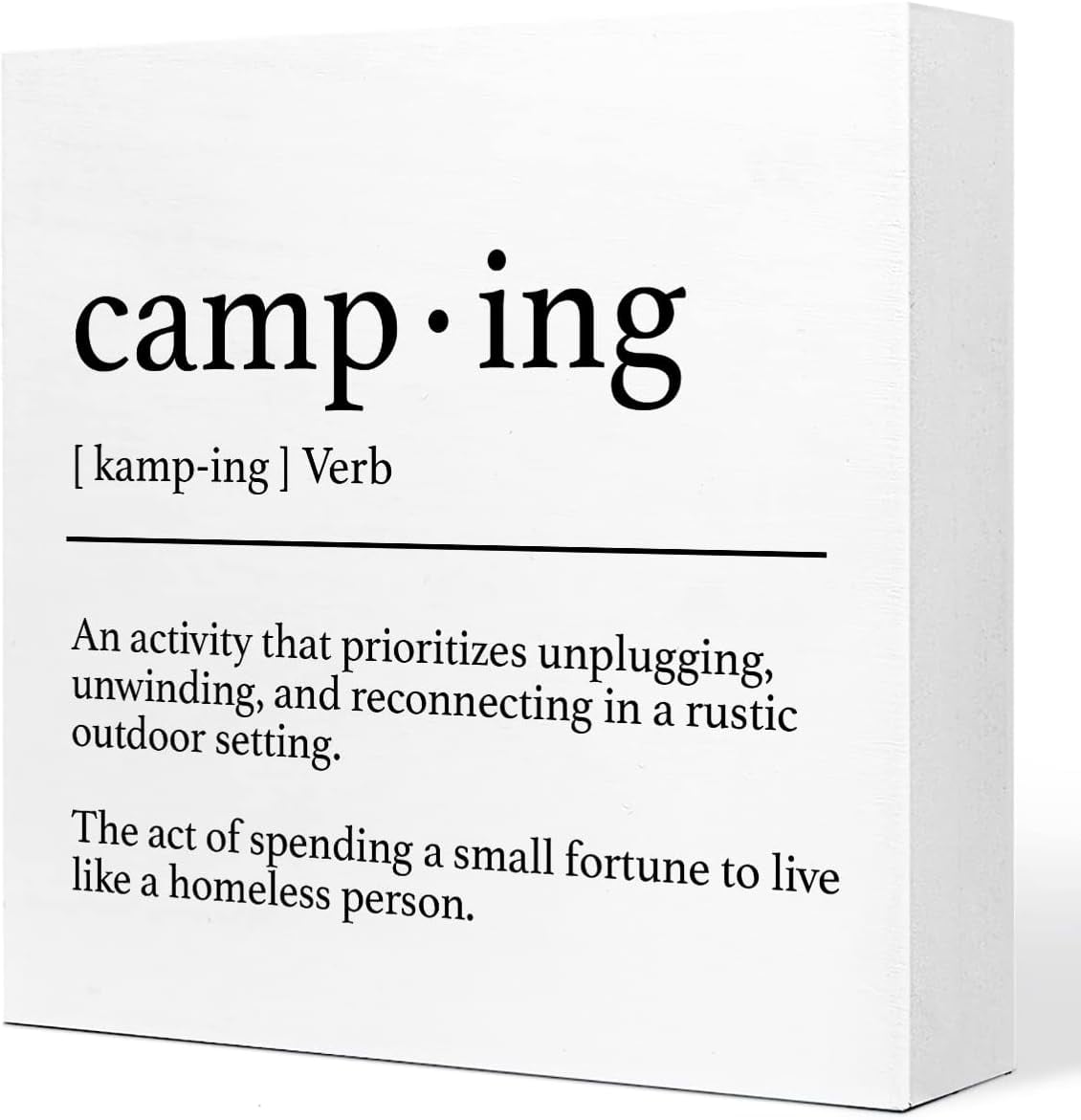 Camping Definition Minimalist Wood Plaque Sign Desk Decor,Rustic ...