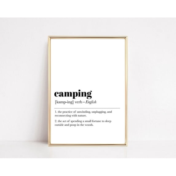 Camping Definition Print Camper Decor Camping Print Camping Gift ...