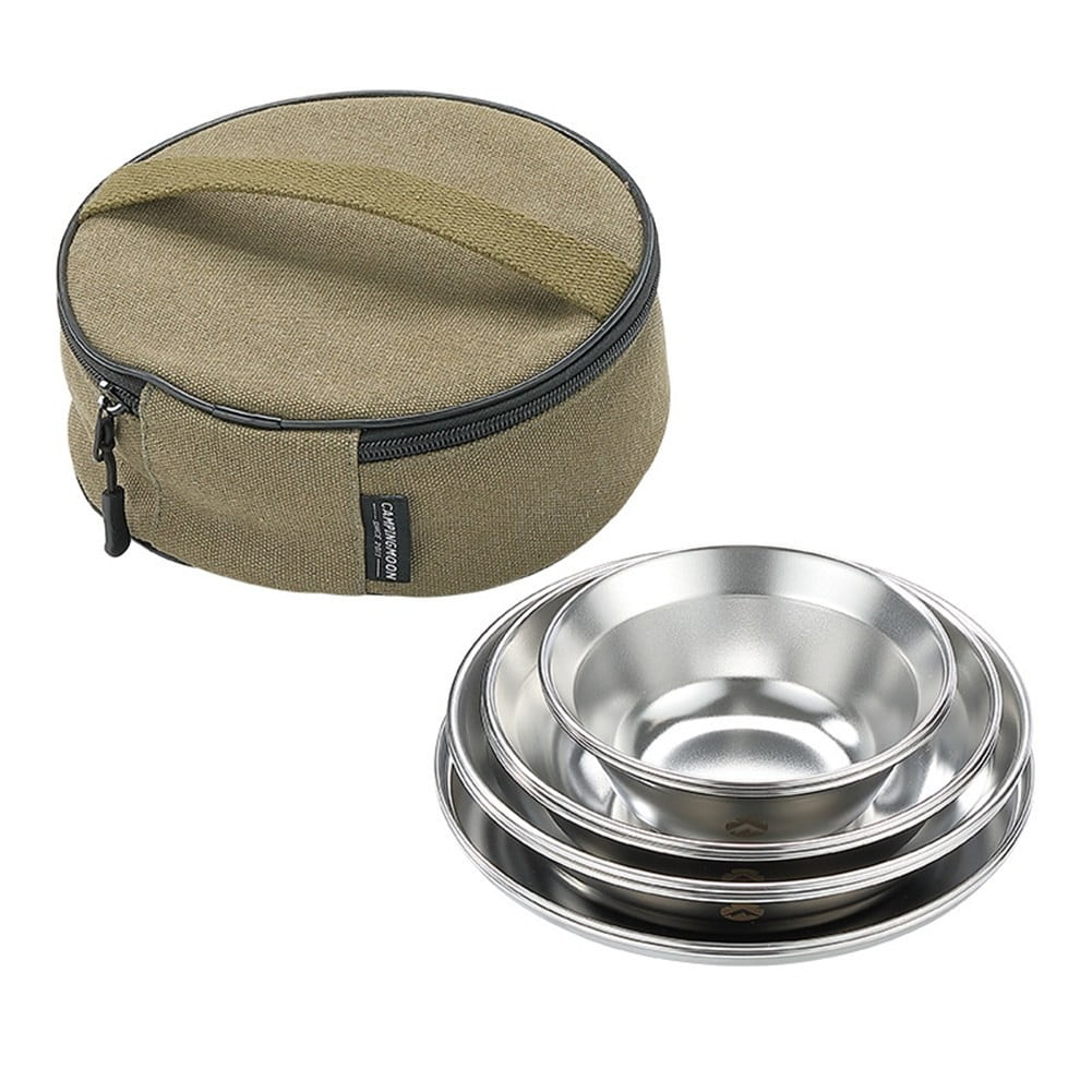 Camping Dinner Plate Set Bowl Plate Pan Tableware Set Multi Size Salad ...