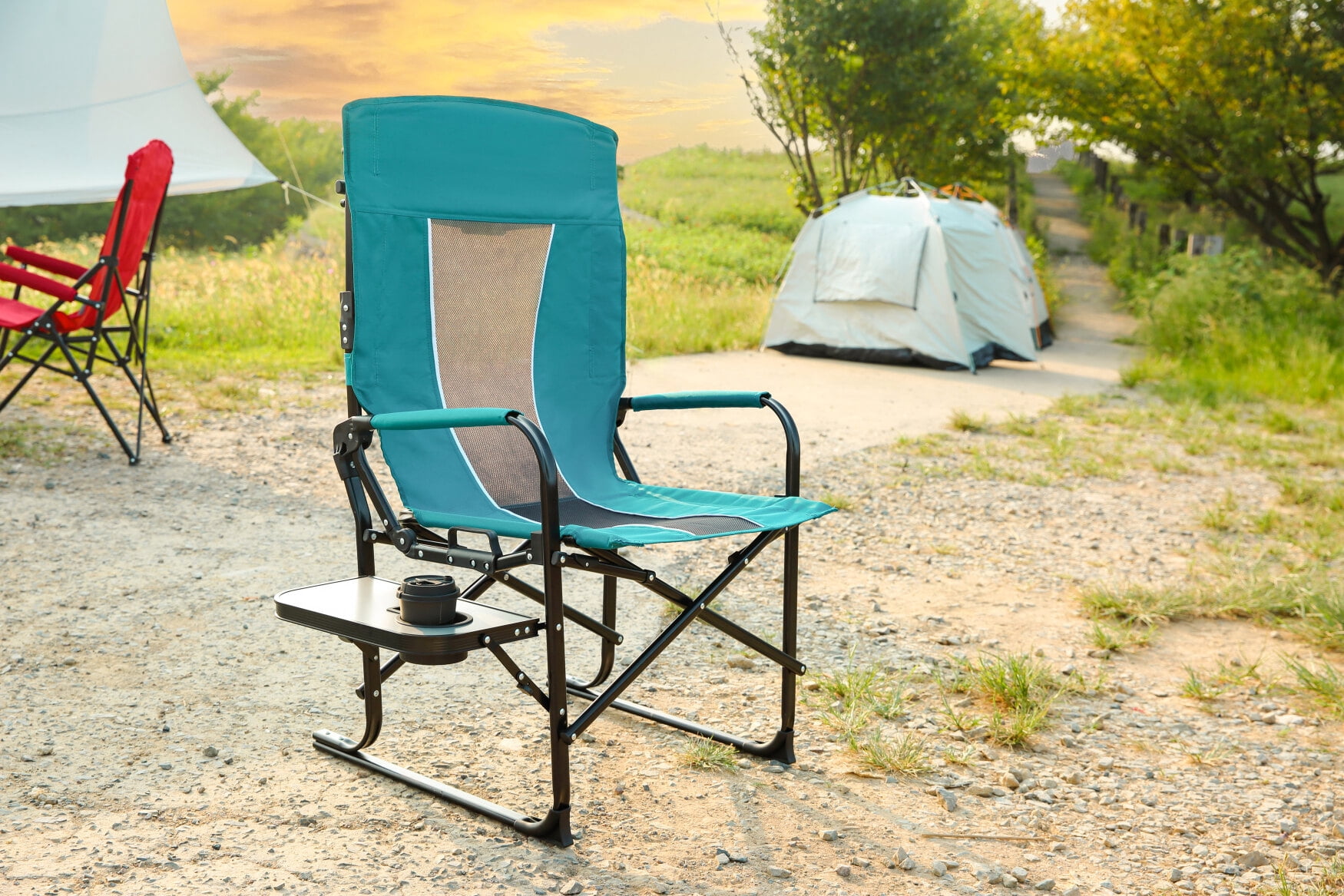 Camping Directors Chair Portable Folding Chair with Side Table Pocket ...