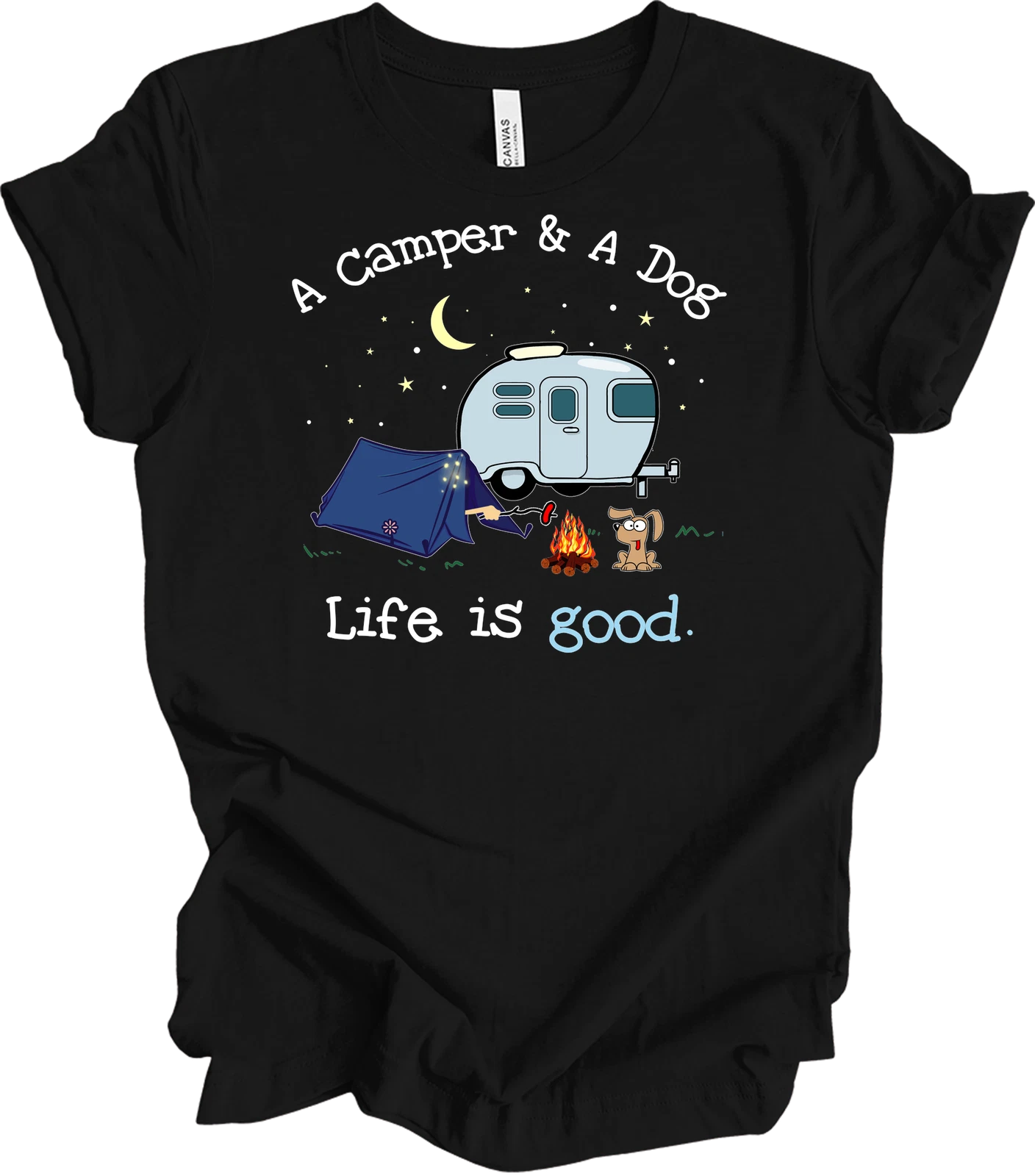Camping Dog Shirt - A Camper & A Dog, Life Is Good Tee, Vintage T-Shirt ...
