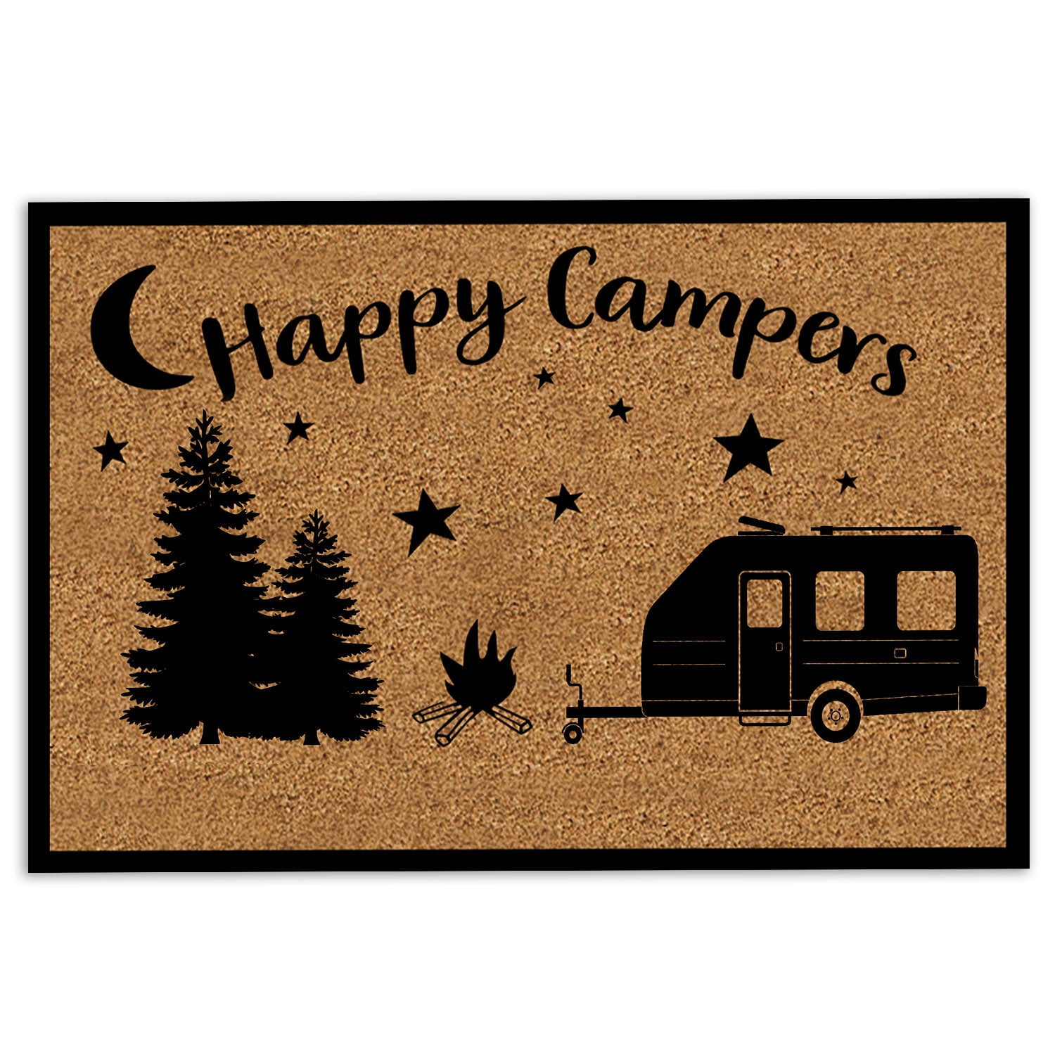 Camping Door Mat Camper Camping RV Indoor Outdoor Happy Campers Welcome ...