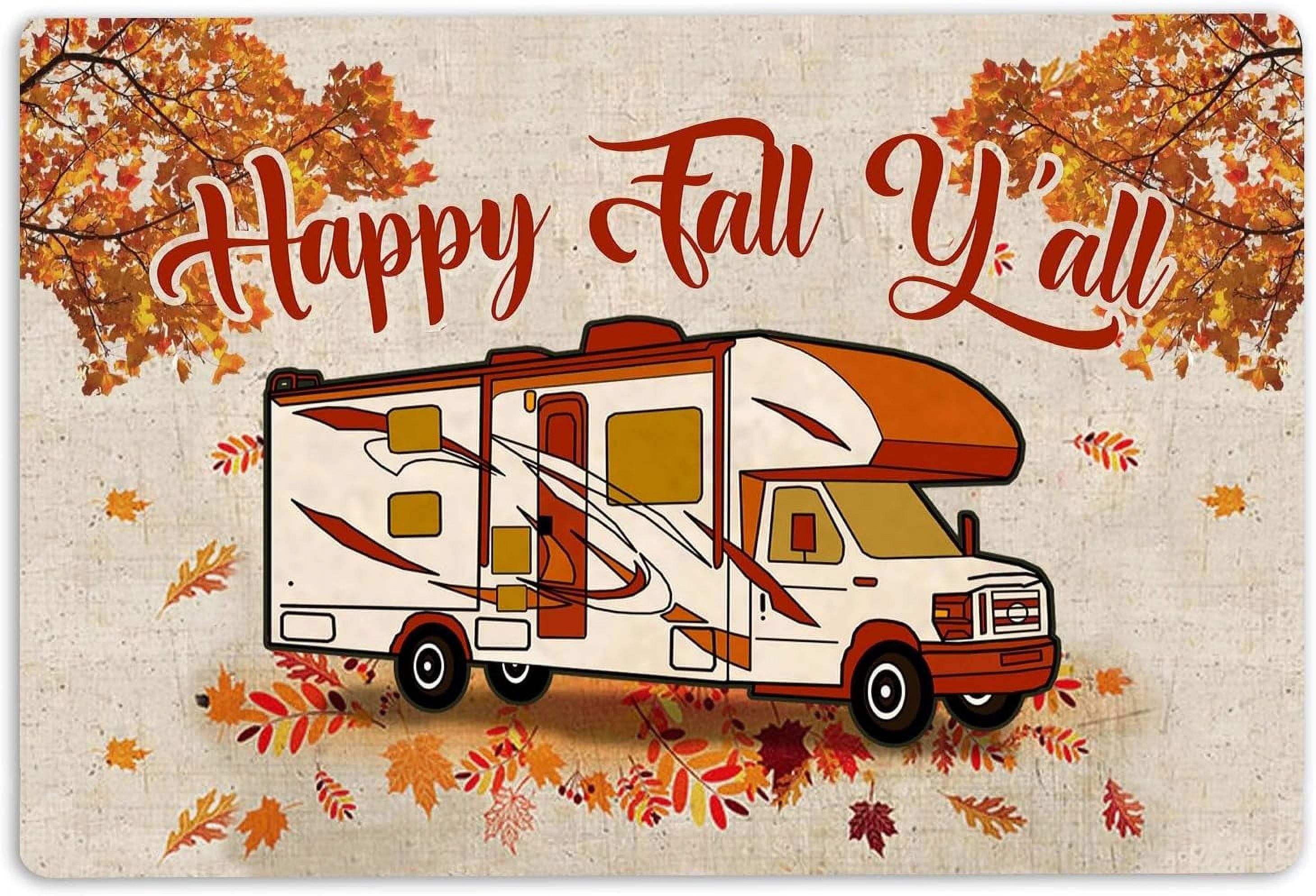 Camping Door Mat Happy Fall Y'all Campsite Camping Class C Fall Autumn ...
