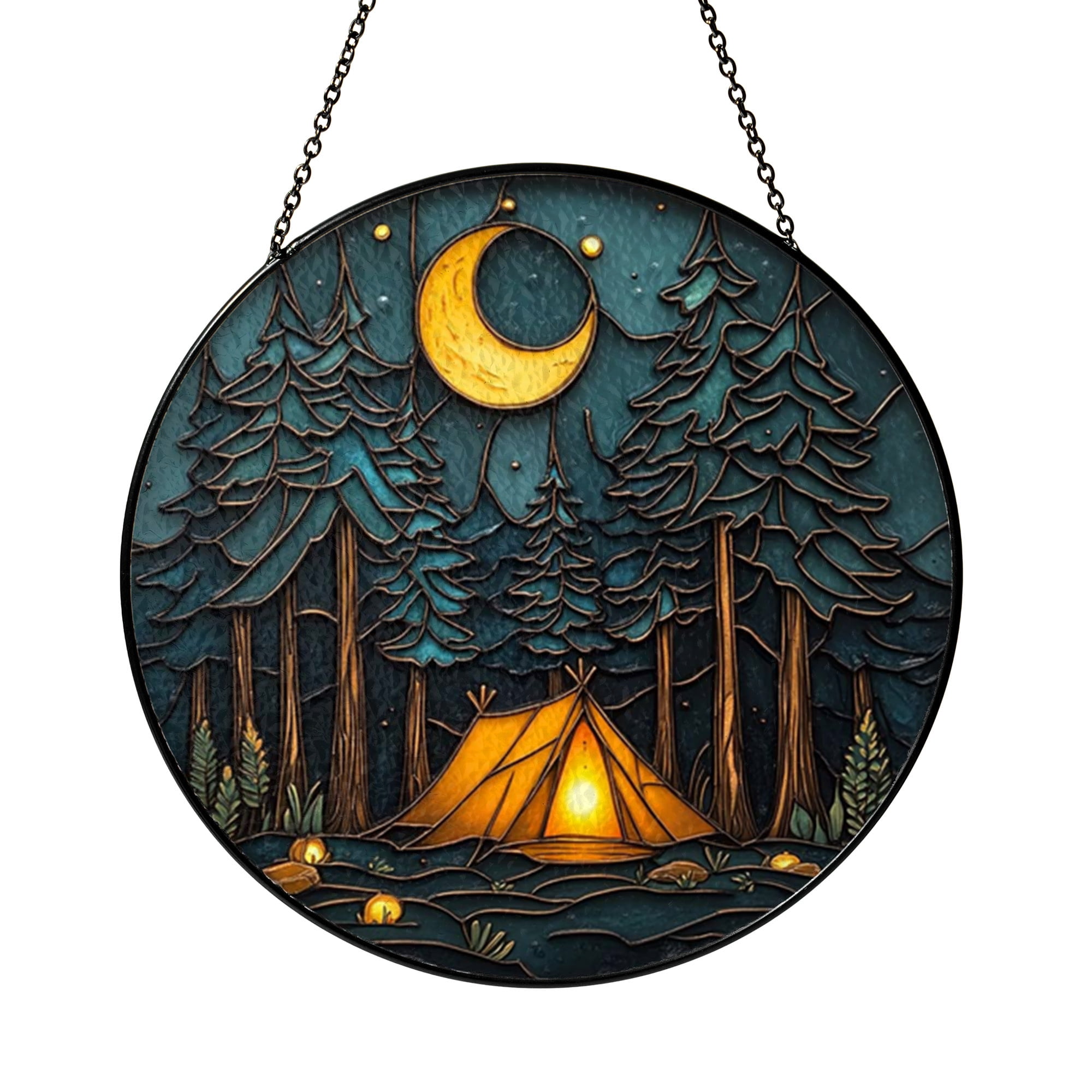 Camping Dream Stained Glass-Style Ornament – Decorative Holiday Window ...