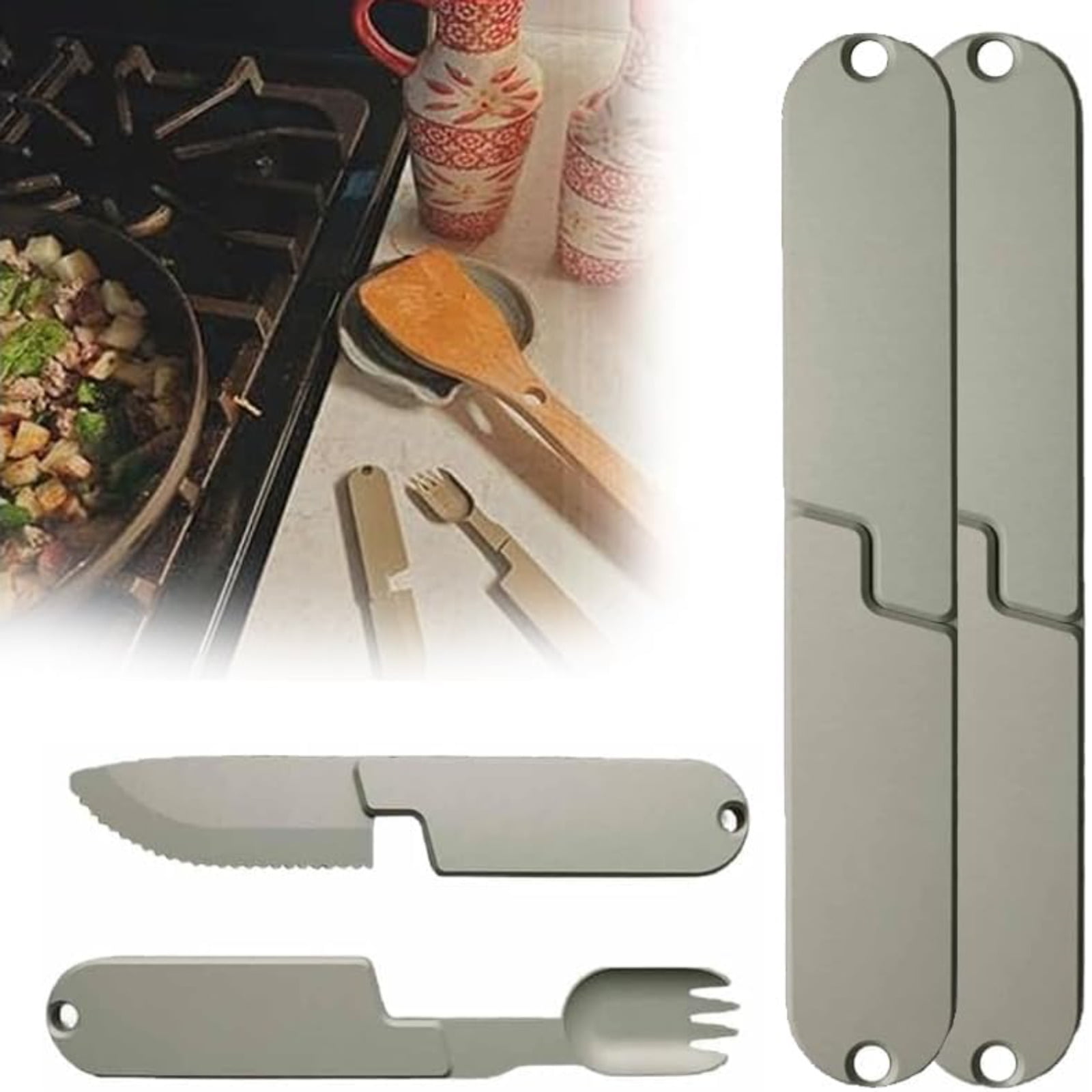 Camping Eating Utensils Set, Kopak Utensil Set, 2 in 1 Camping Eating ...