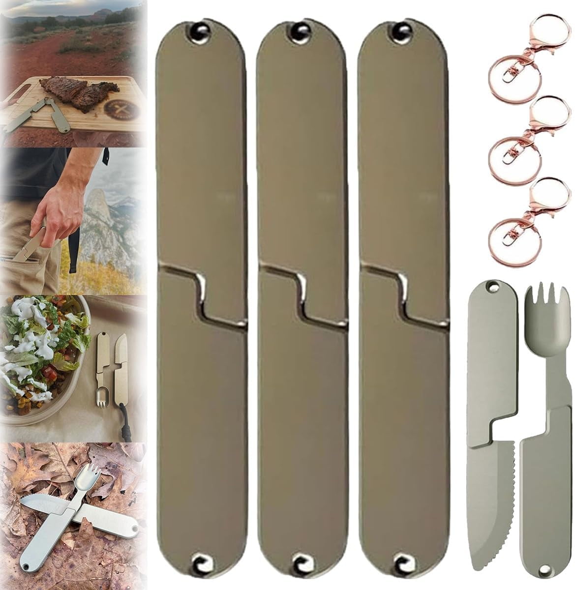 Camping Eating Utensils Set, Respectivem 2 in 1 Camping Eating Utensils ...