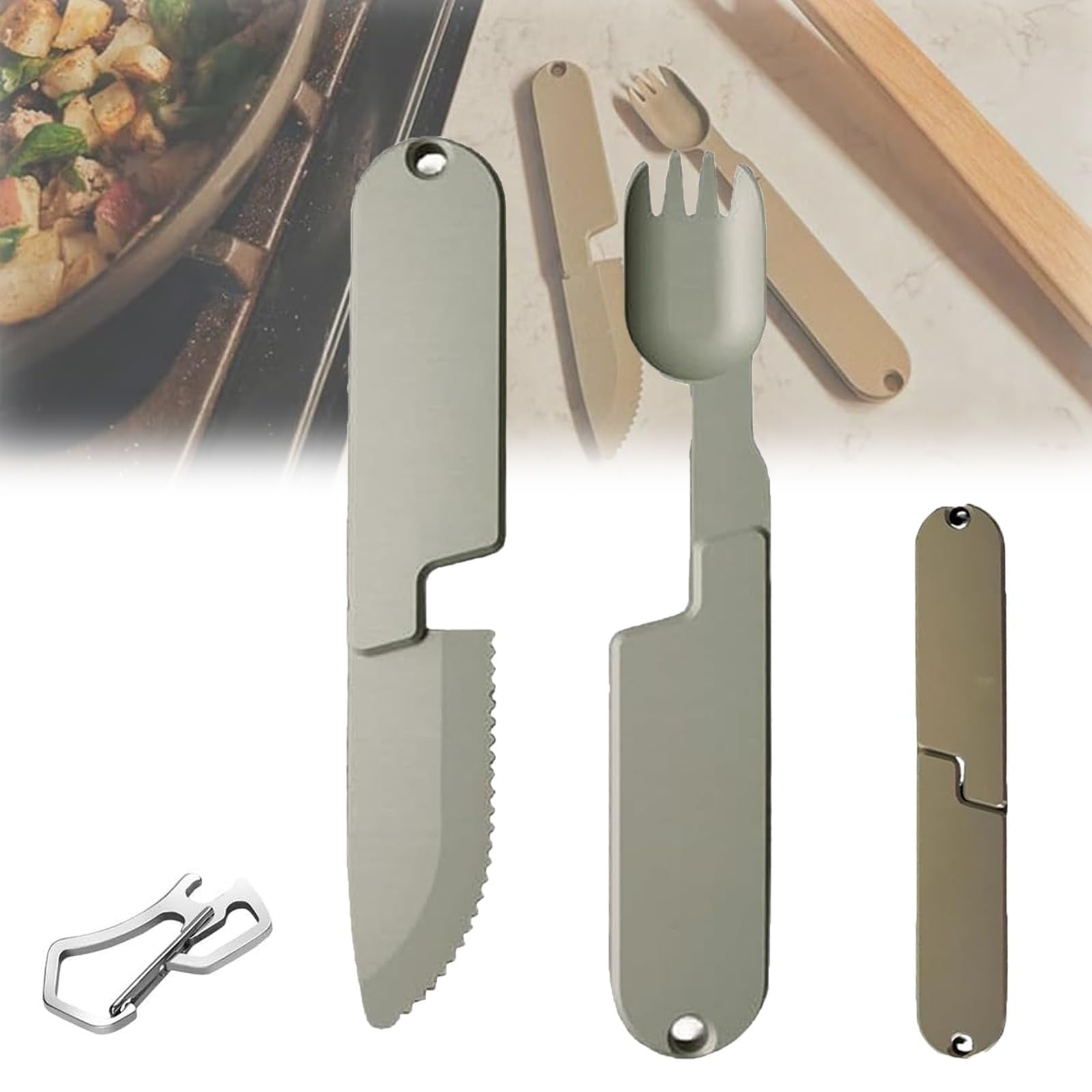 Camping Eating Utensils Set, Utensil Set, 2 in 1 Camping Eating ...