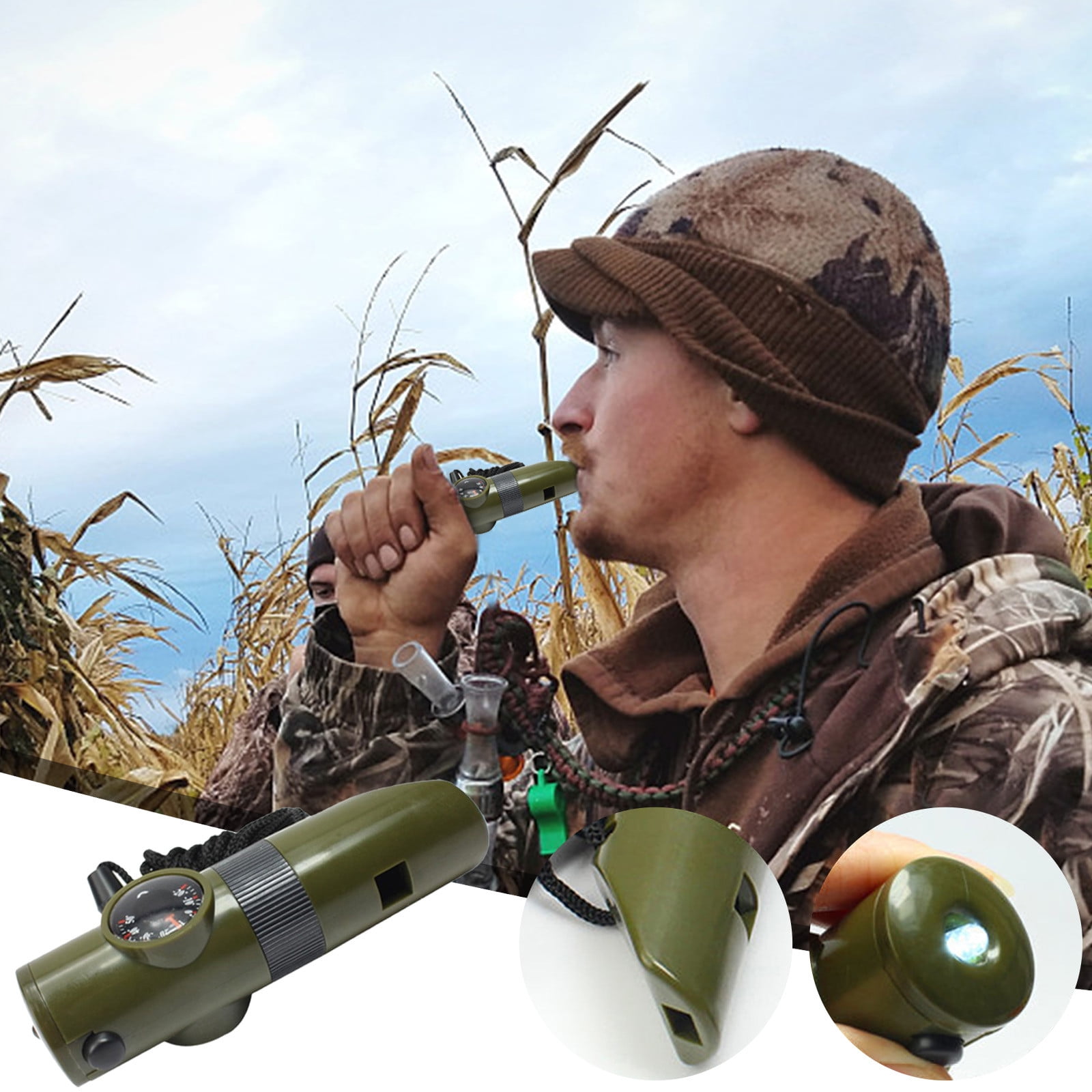 Camping Essential Clearance 7 In 1 Survival Bushcraft Trekking Whistle ...