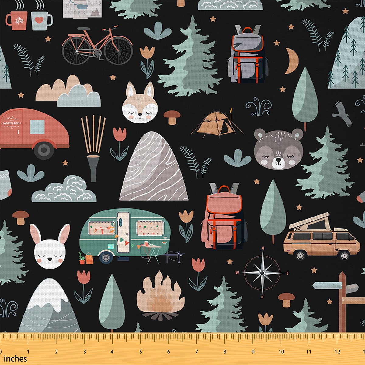 Camping Fabric By The Yard,Travel Car Rv Accessories Upholstery Fabric ...