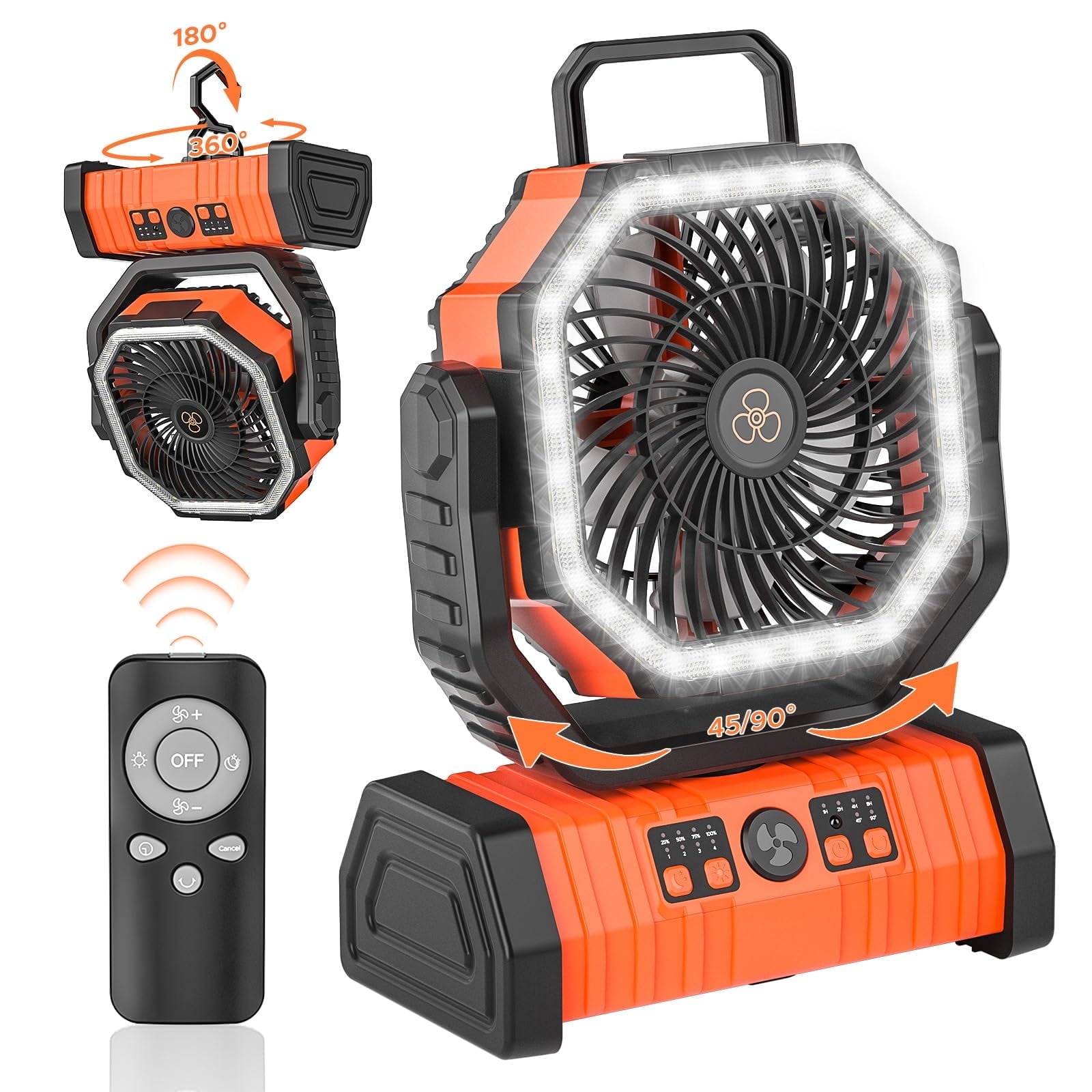 CRST Camping Fan, 20000mAh Rechargeable Battery Operated Tent Fan, 4 ...