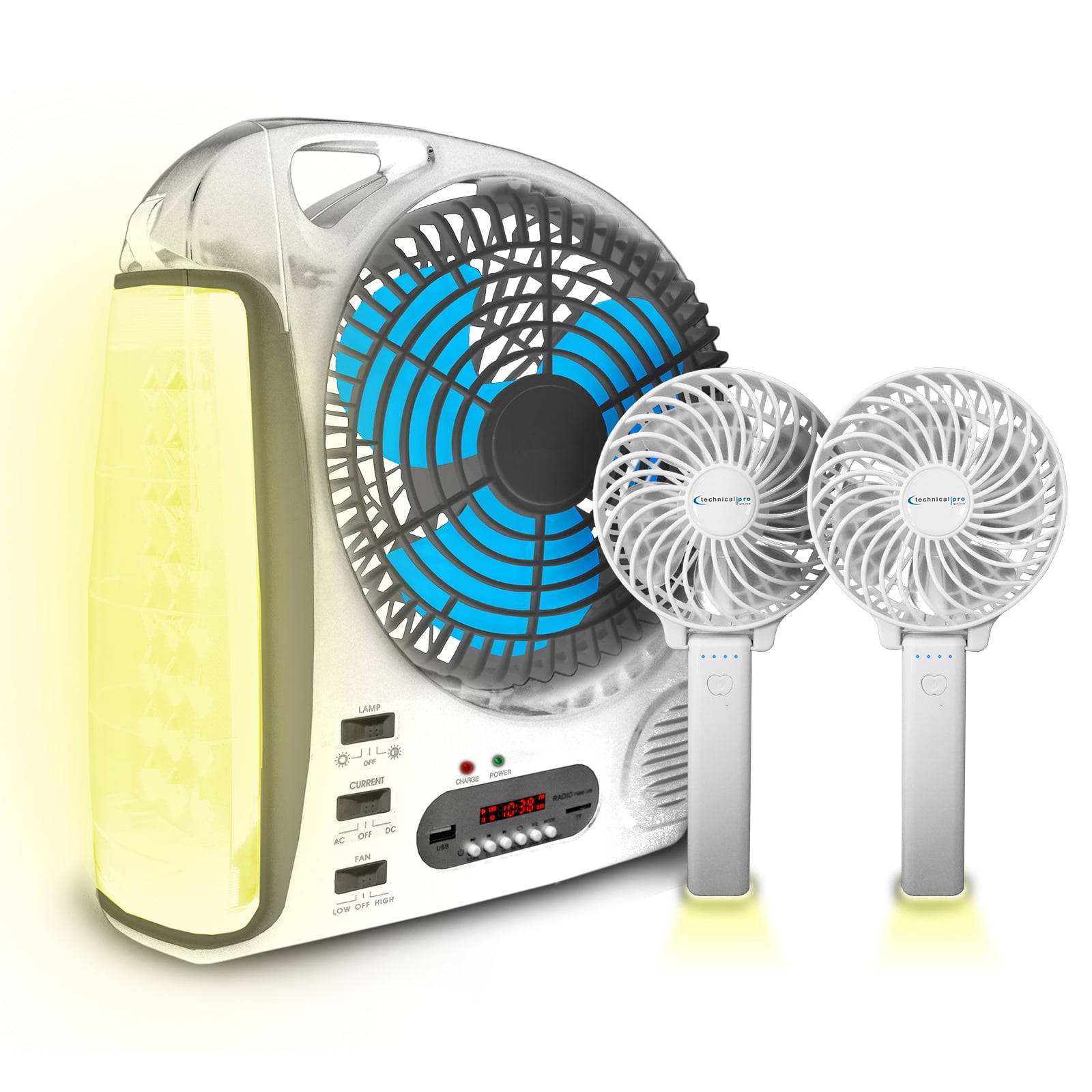 Camping Fan Bundle with 8" Fan Radio Speaker and LED Work Lamp & 2x 4 ...