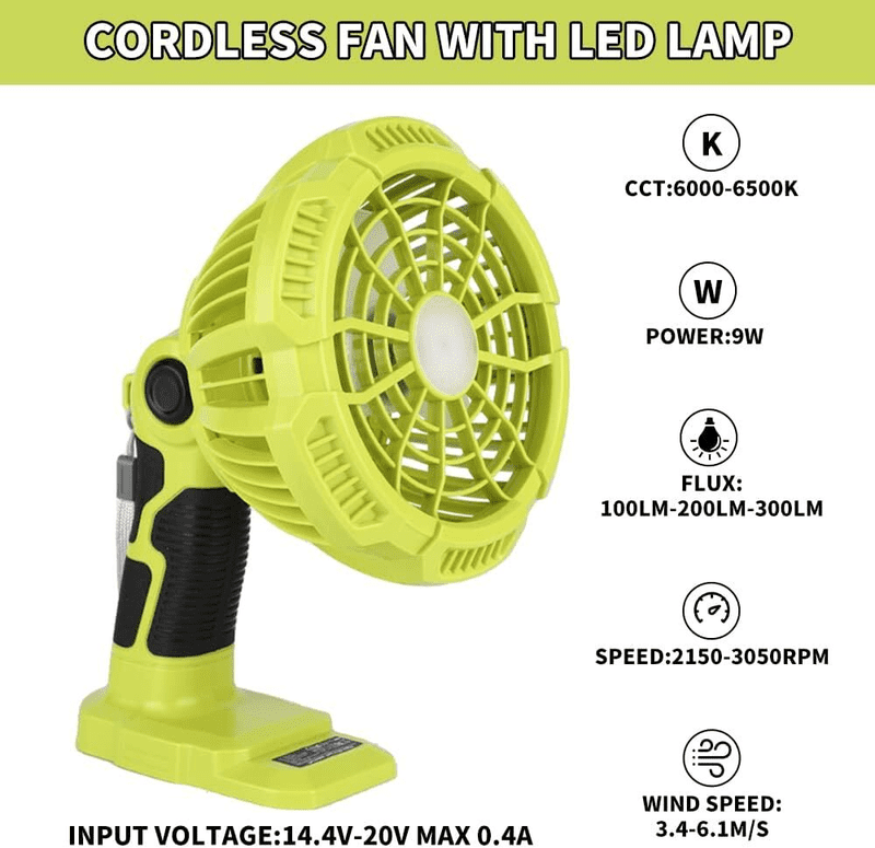 Camping Fan For Ryobi 18V Battery Outdoor Tent Fan Portable Cordless ...