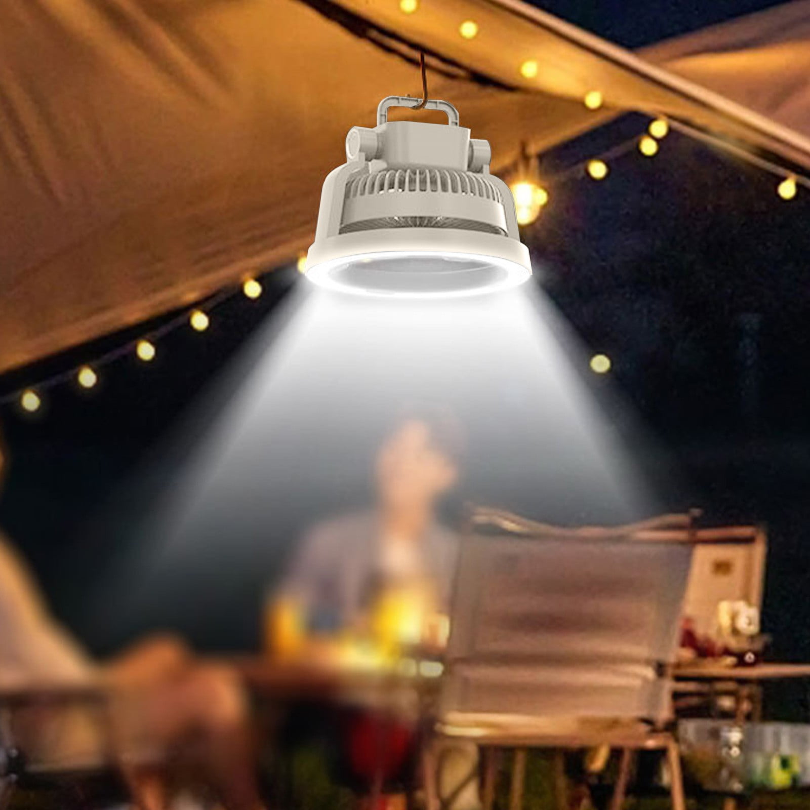 Camping Fan with LED Lantern, 10000mAh Rechargeable Battery Operated ...