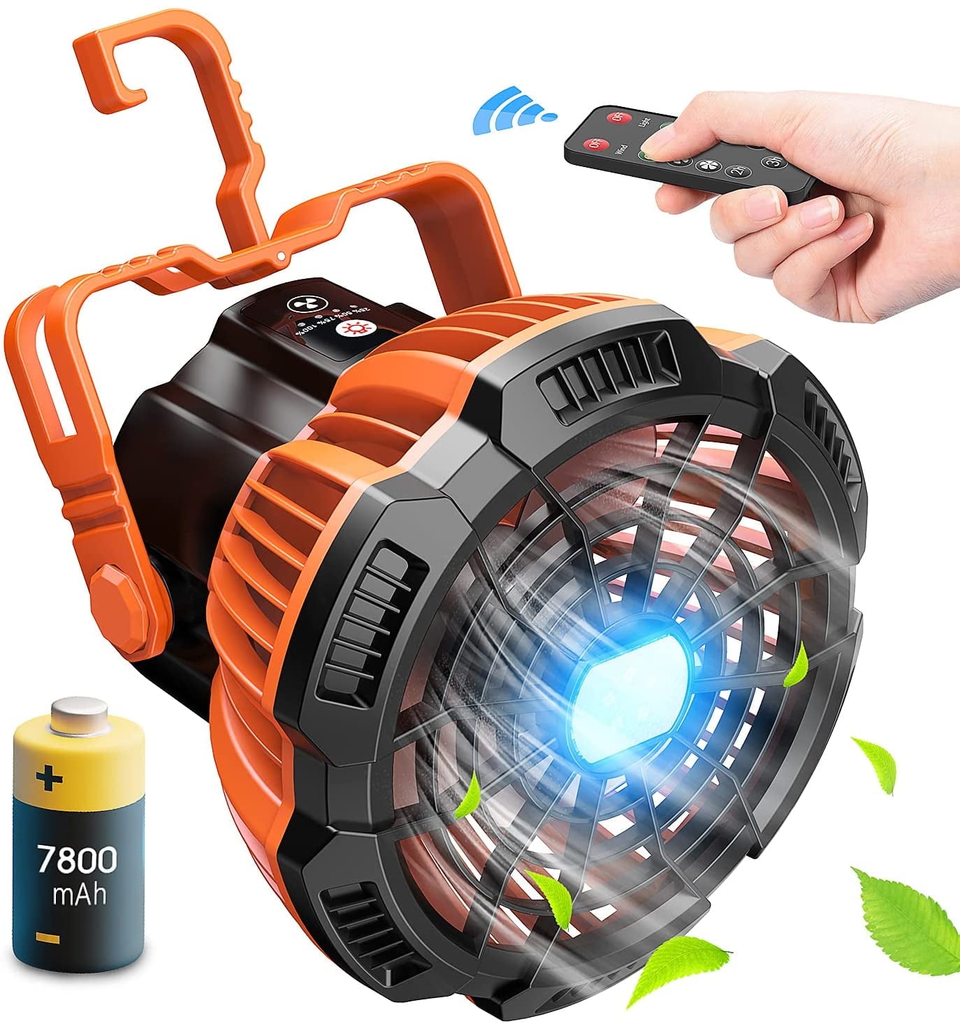 Camping Fan with LED Lantern, Rechargeable Battery Powered Fan ...