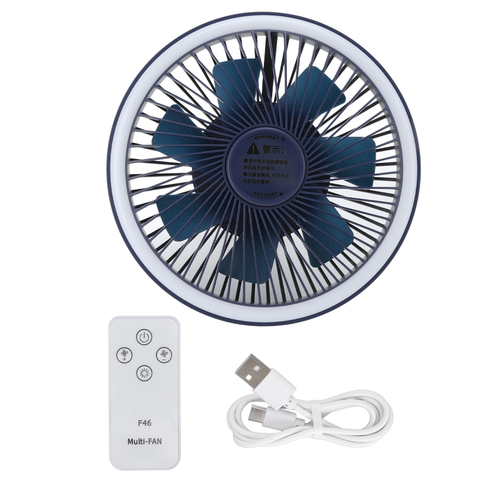 Camping Fan Portable Remote Control USB Charging Three Speed Wind Wall ...