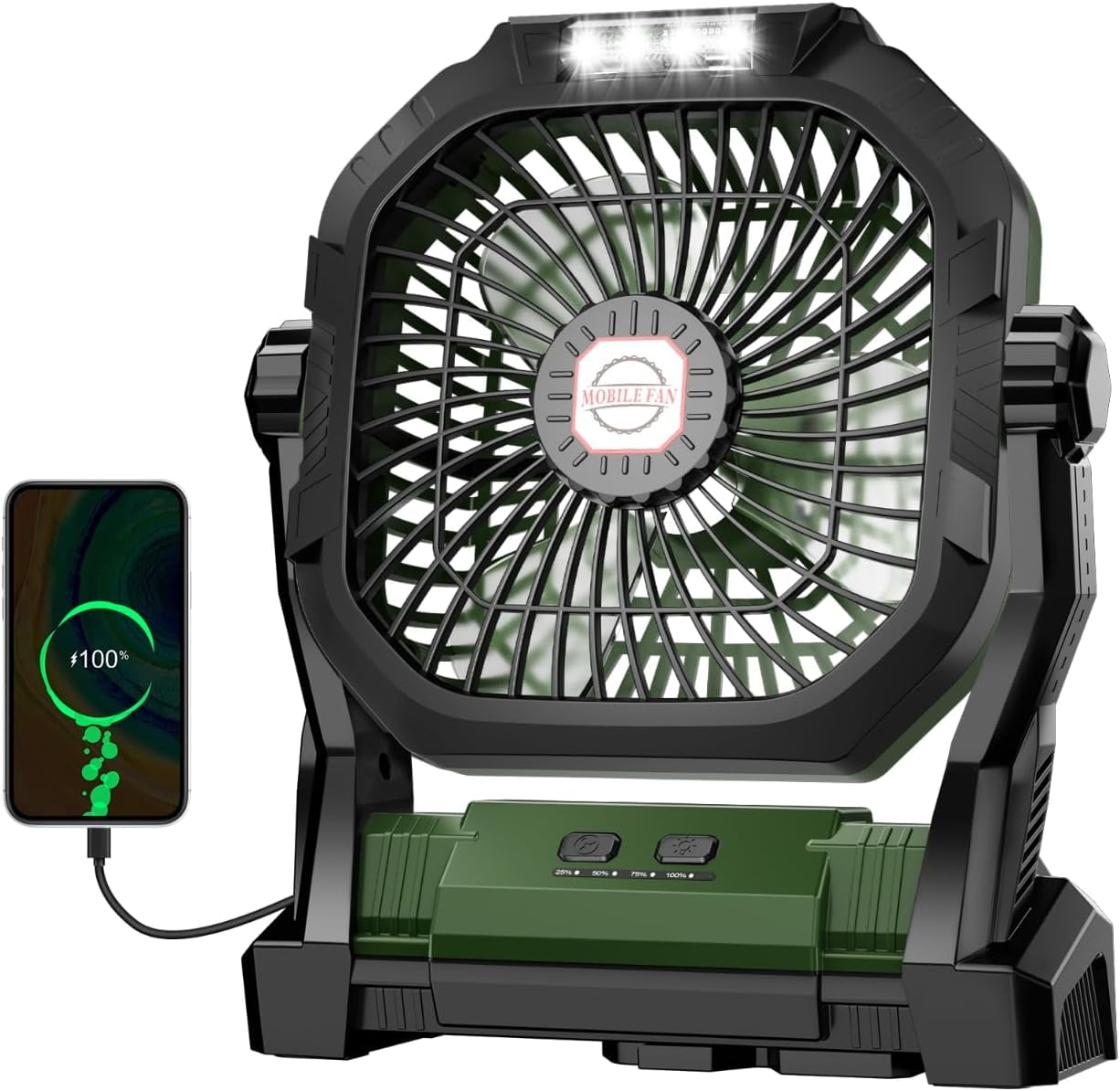 Camping Fan Rechargeable, 20000mAh Battery Powered Portable Fan with ...