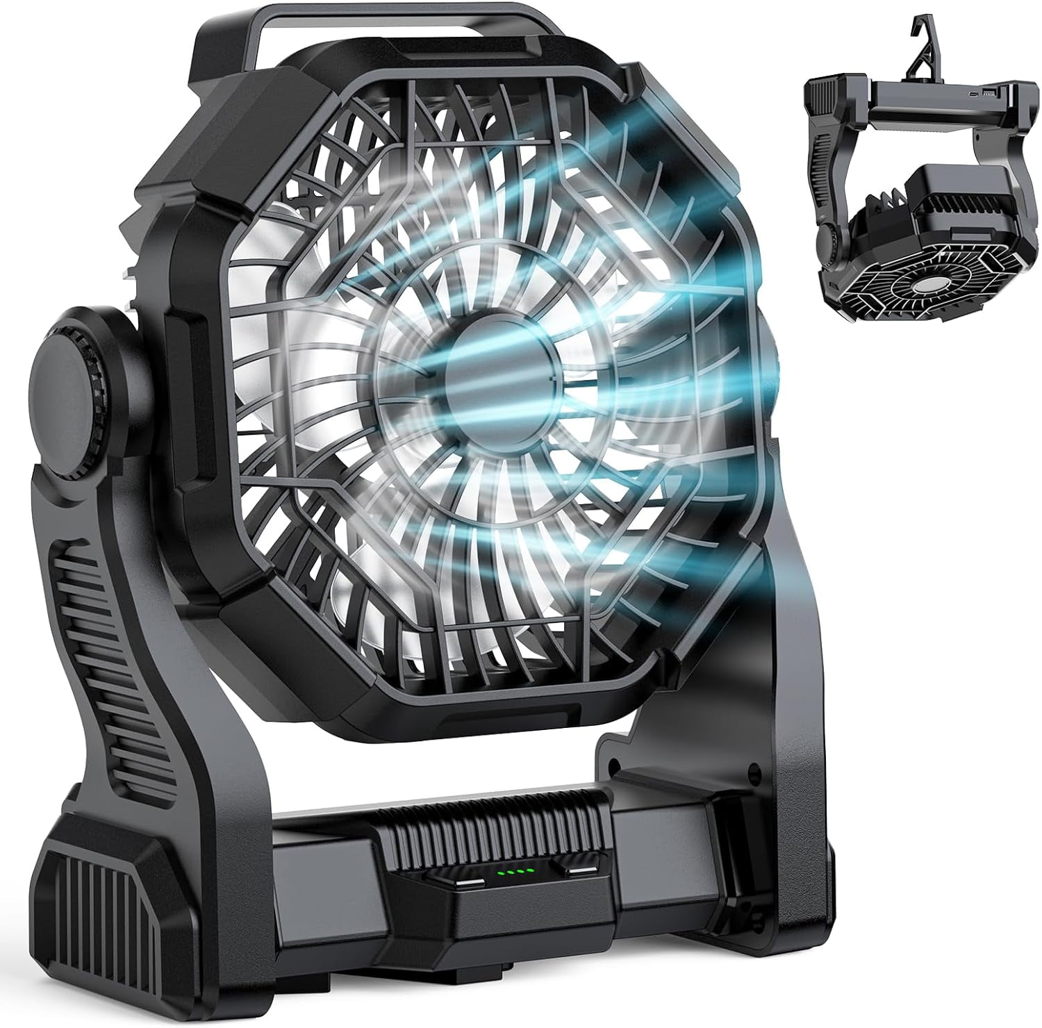 Camping Fan Rechargeable, Real 10000mAh Battery Powered Portable Fan ...