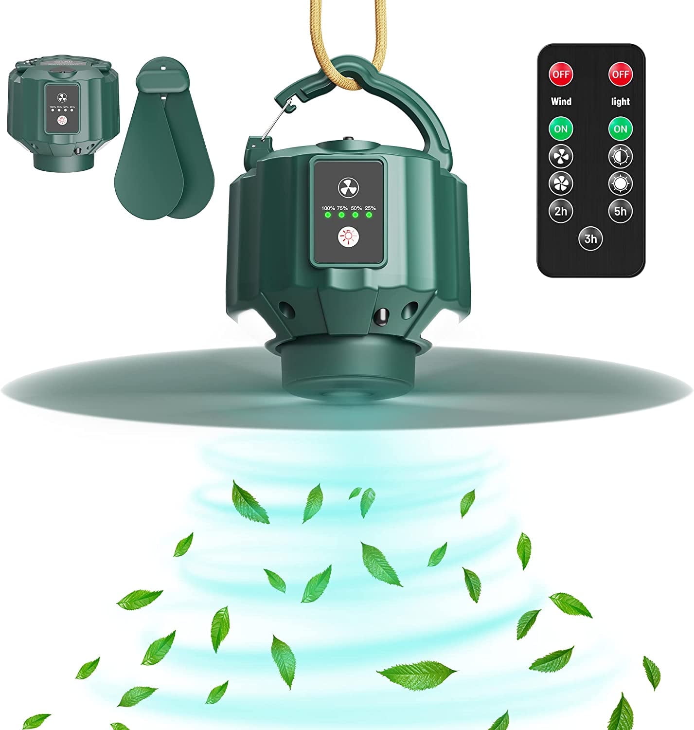 Camping Fan With Light, 10400mAh Portable Tent Fan Rechargeable with ...