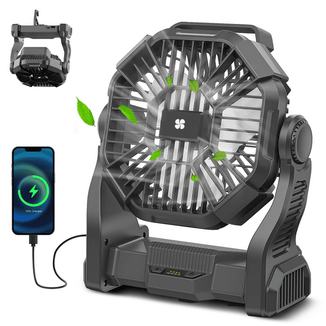 Camping Fan with LED Lantern, 11000mAh Portable Battery Operated ...